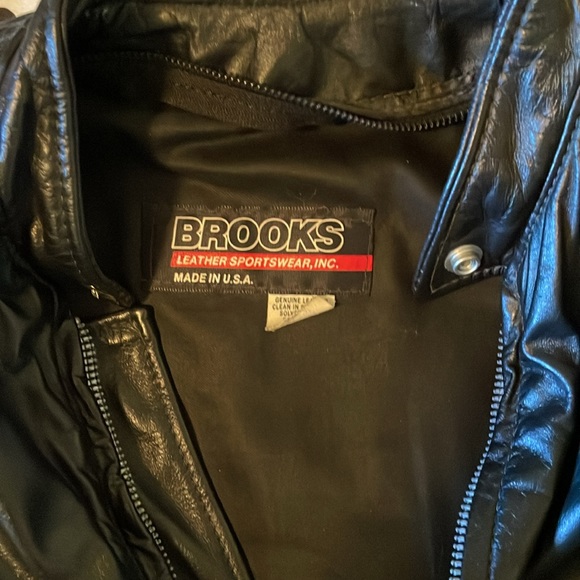 Brooks | Jackets & Coats | Vintage Brooks Black Leather Biker Jacket ...